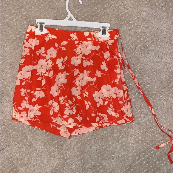 Skirts | Orange And White Wrap Skort | Poshmark